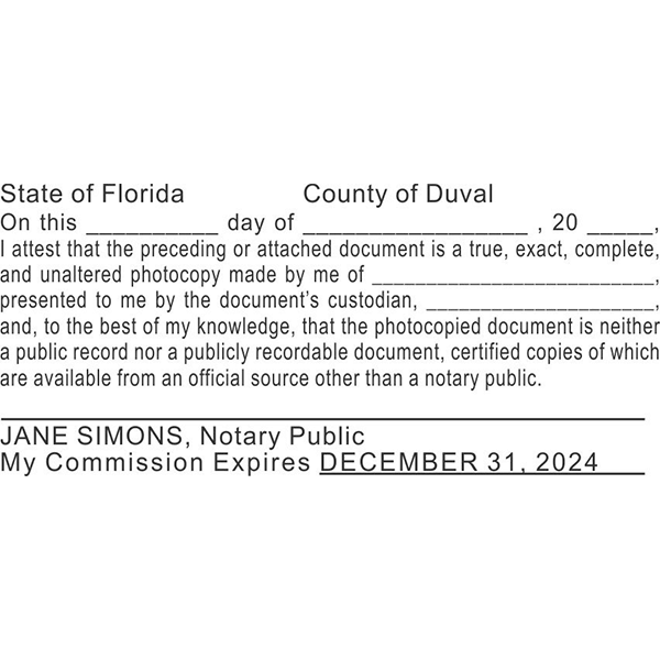 Florida Certified True Copy Notary Stamp All State Notary Supplies