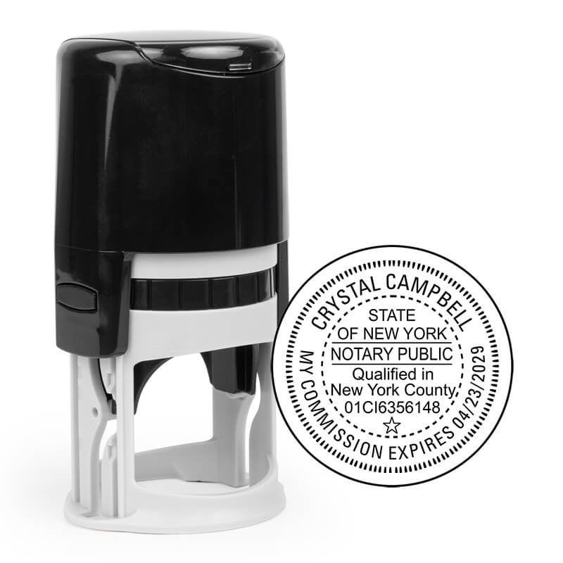 Round New York Notary with County and Expiration Stamp | All State Notary
