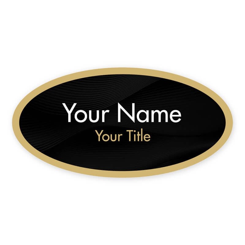 1.5" x 3" UV Printed Full Color Oval Name Tag on Corporate Black ...