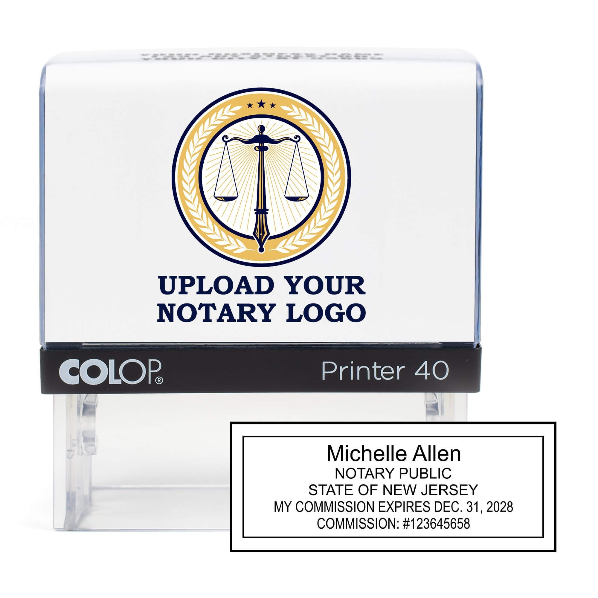 New Jersey Rectangle Notary Stamp with Business Branding - All State ...