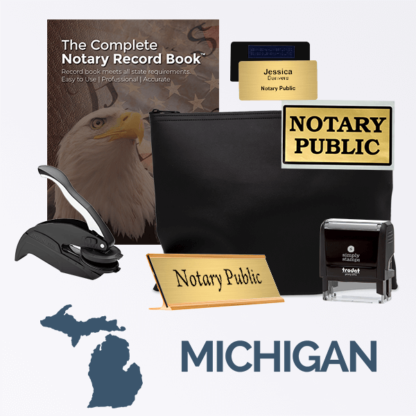 Michigan Pink Deluxe Notary Kit w/ Journal & Pouch - All State Notary
