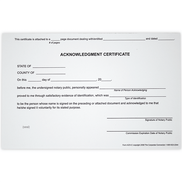 Witness Signature Notary Certificates All State Notary Supplies Witness Signature Notary Certificates All State Notary Supplies